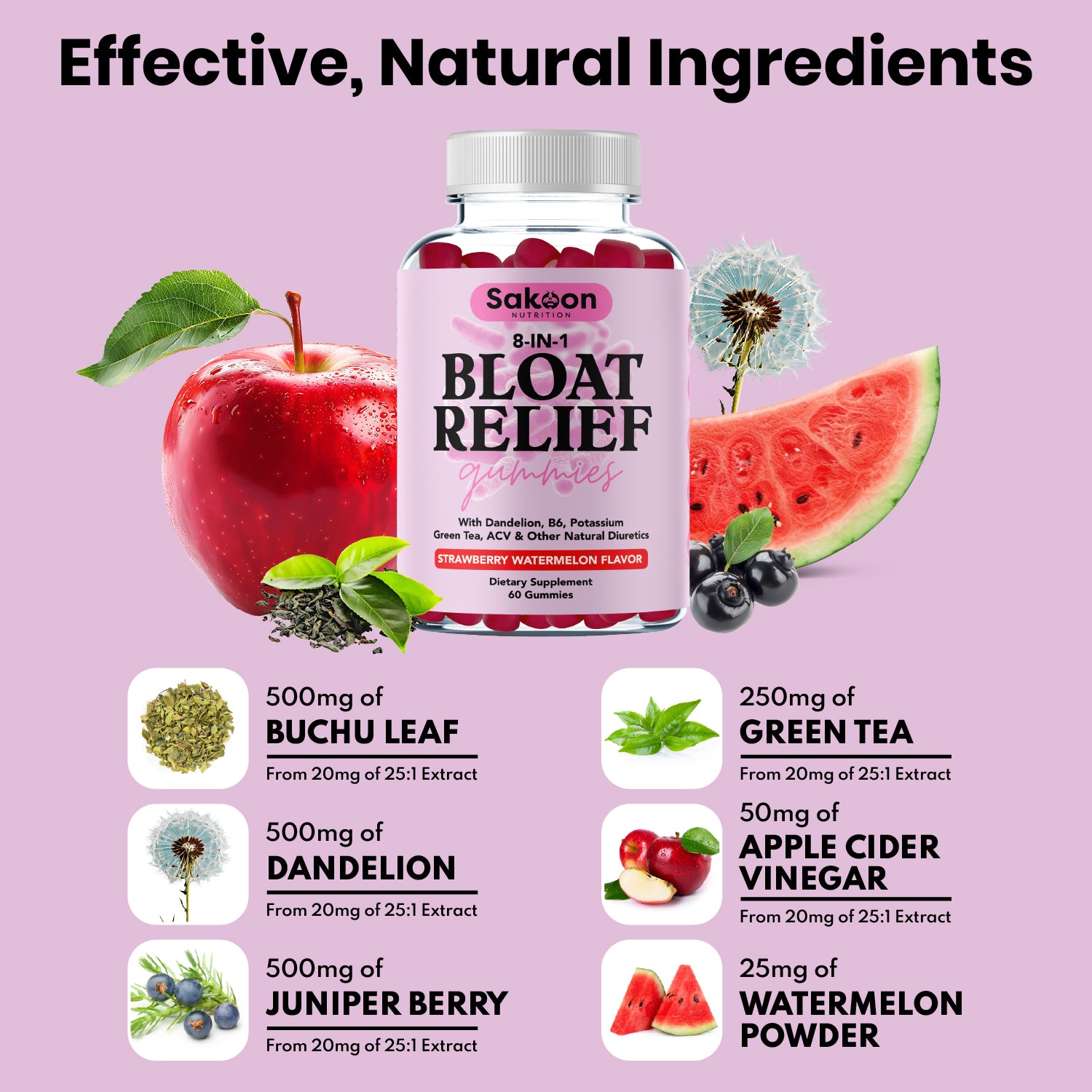 Bloating Relief Gummies - Green Tea, ACV, Dandelion, & More – Sakoon ...